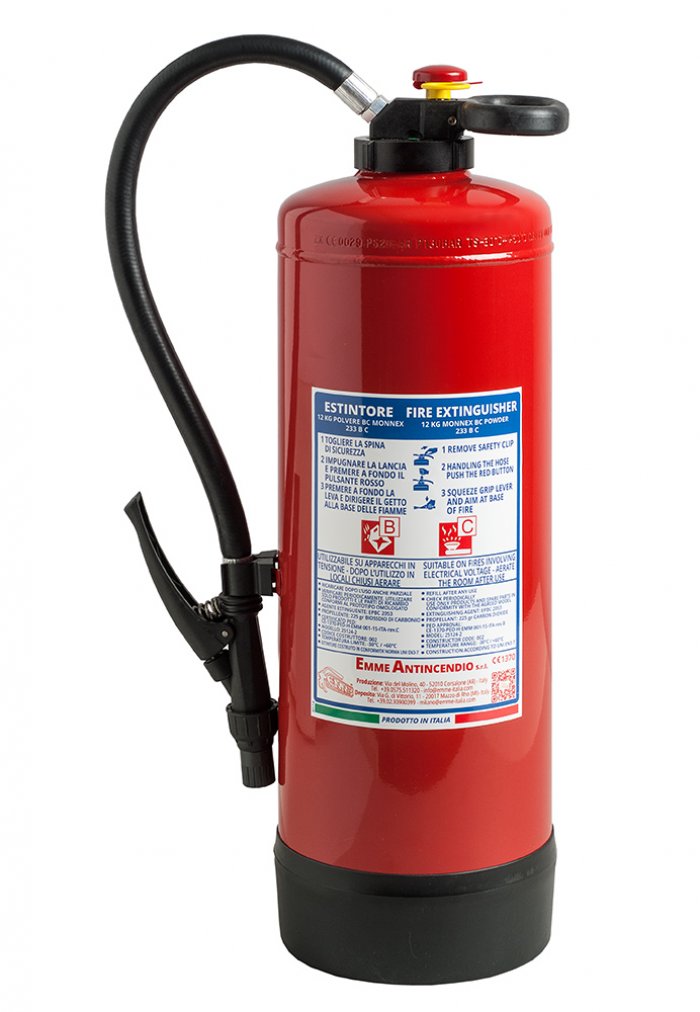 12Kg Monnex Powder Fire Extinguisher 233 B C Code 25124-2- EN 3-7