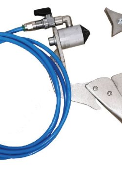 Manual gripper for pressurization of fire extinguishers